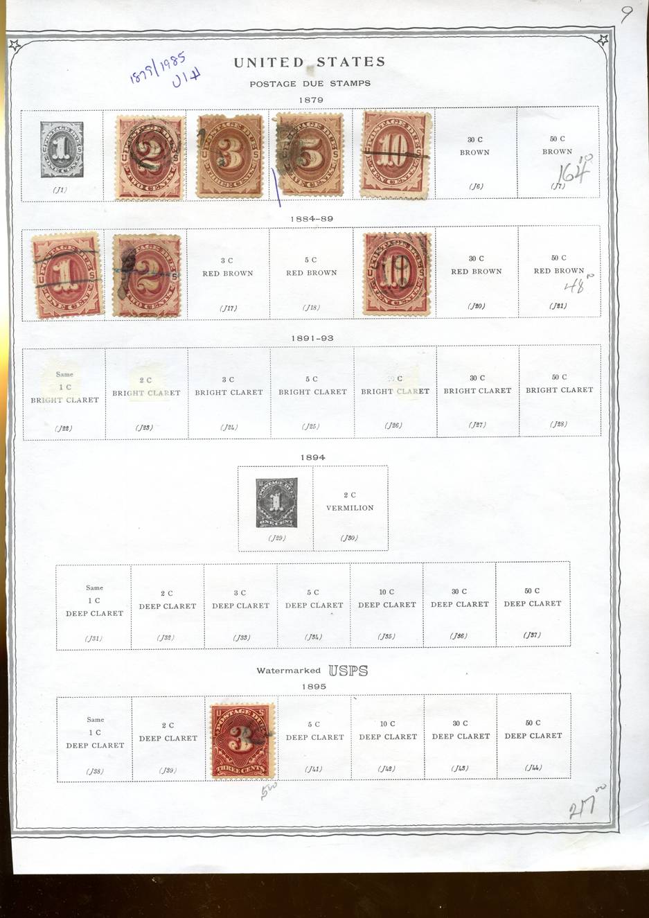 Other : 9841323 USA postage du stamps 1879/1985 FVF U H