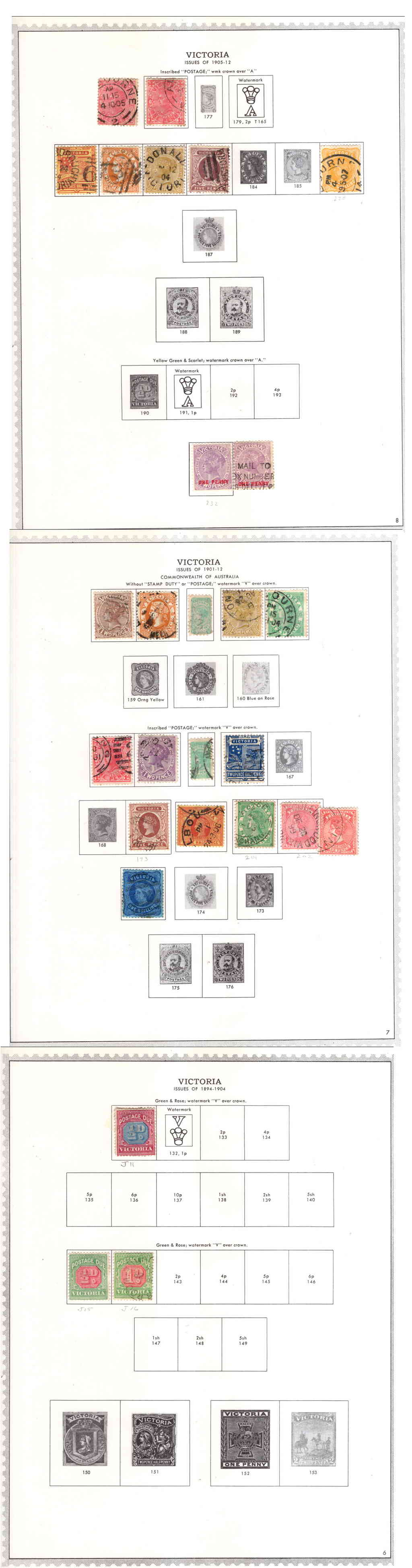 Australia States : 9850305 Victoria Scarce items Mint/Used 1894/..