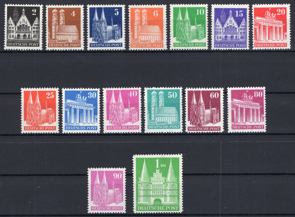 Germany : Allied Ocupation Bizone: MNH Set Buildings Narro Perforation