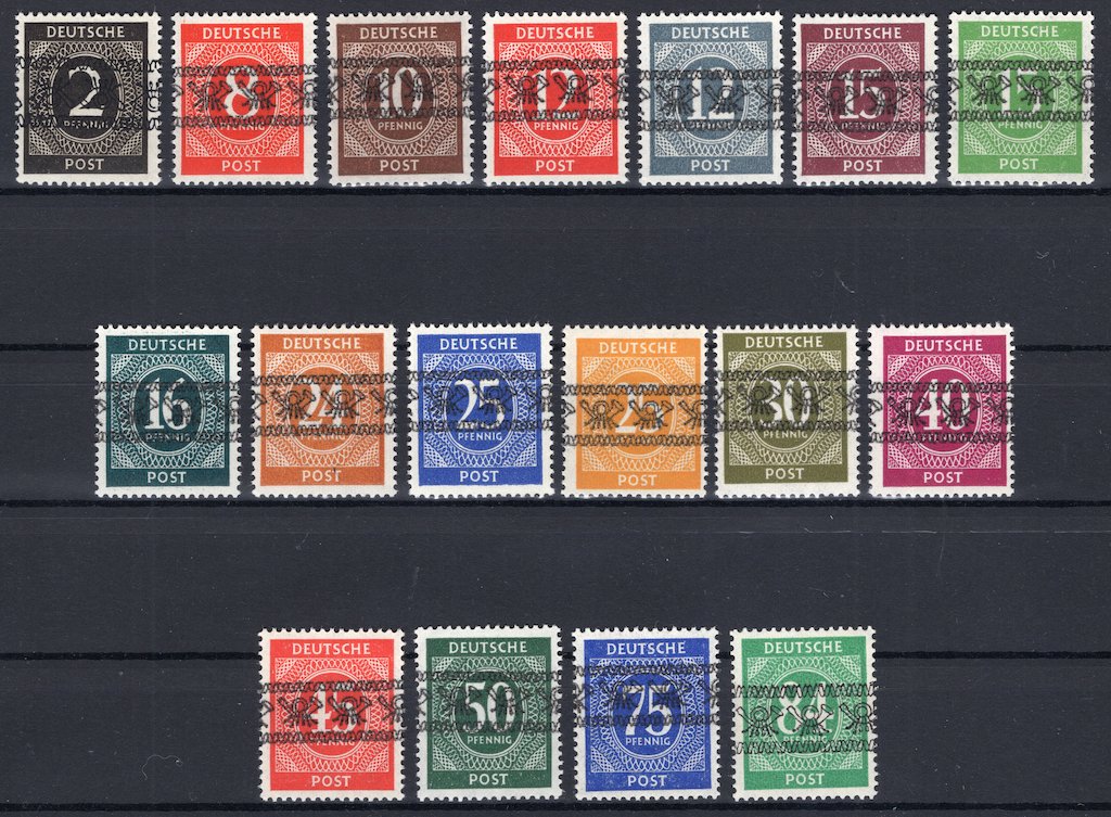 Germany : Bizone: 1948 Numeral Set Band Overprints MNH